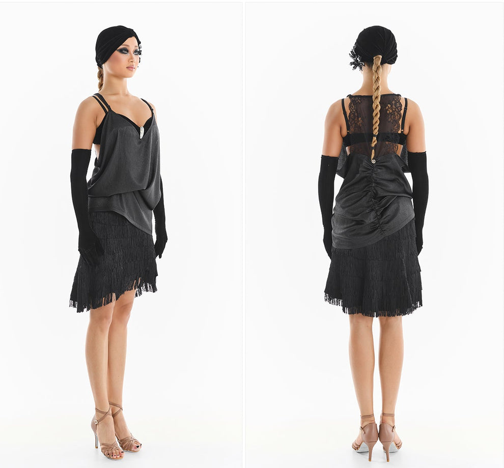 DUYQ Midnight Star Latin Tiered Fringe Skirt – Latin Practice ...