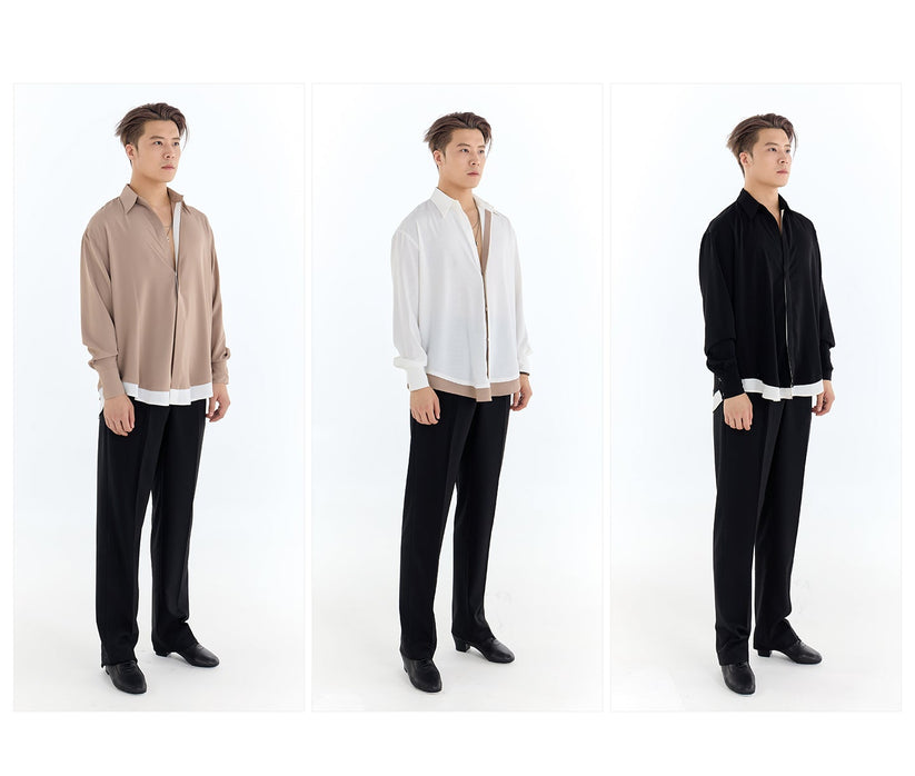 DUYQ A/W 009 Men's Color-Block Shirt - Latin Dance Practice Top | Dail ...