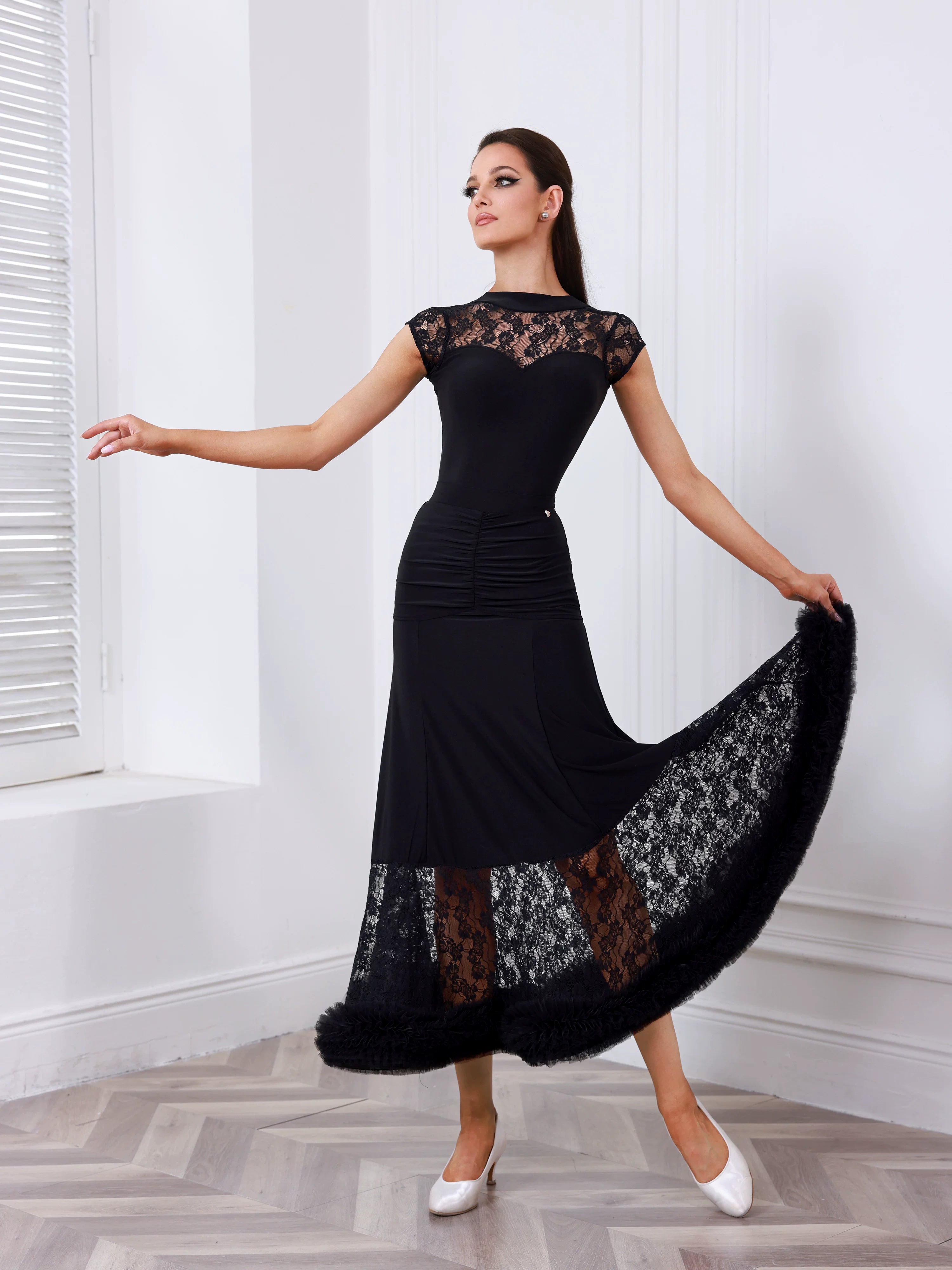 TID female ballroom dance skirt and top national standard practice sui ...