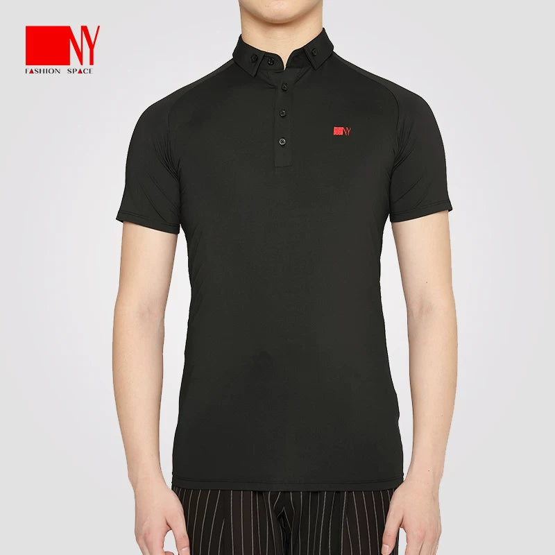 NY Fashion Men's Dance POLO Shirt Short Sleeve Top National Ballroom D ...