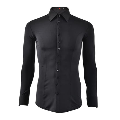 NY Fashion Men's Ballroom Practice Stretch Fabric Dance Shirt 16610S-A ...