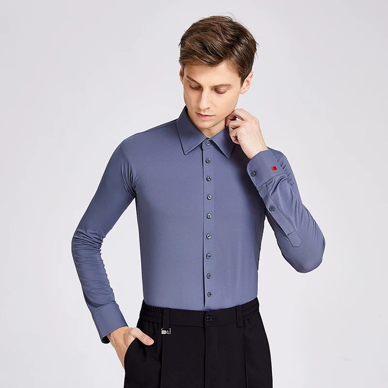 NY Fashion Men's Competition Shirt Dance Top Practice Ballroom Dance T ...