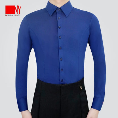 NY Fashion Men's Ballroom Practice Stretch Fabric Dance Shirt 16610S-A ...